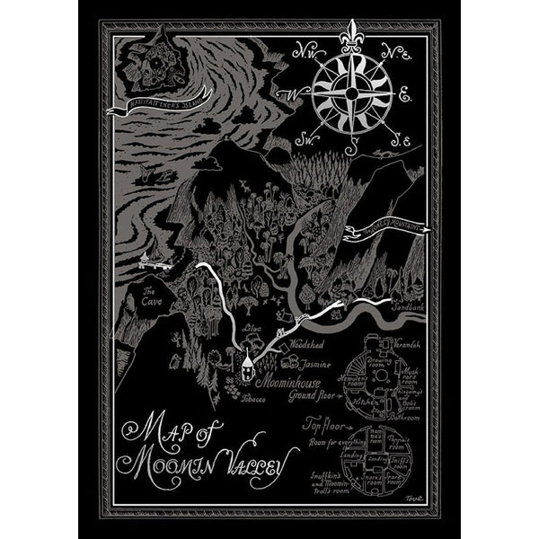 Moomin Postcard Map Over Moominvalley Black - The Official Moomin Shop ...