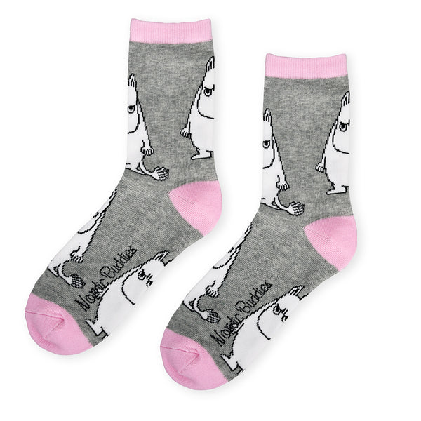 Moomin Socks Moomintroll Angry Grey / Pink - The Official Moomin Shop ...