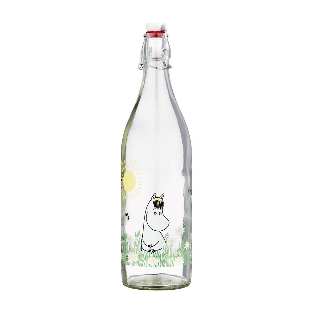 Moomin Meadow Glass Bottle 1 L - The Official Moomin Shop - United Kingdom