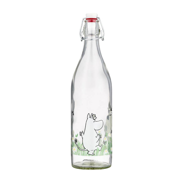 Moomin Meadow Glass Bottle 1 L - The Official Moomin Shop - United Kingdom